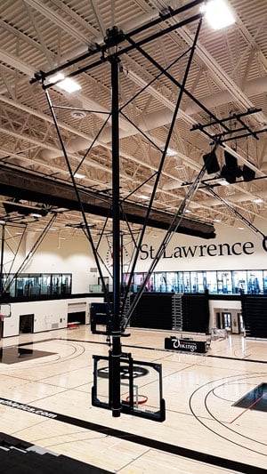 Bleachers, Basketball Systems, Volleyball Equipment and a Gym Divider ...