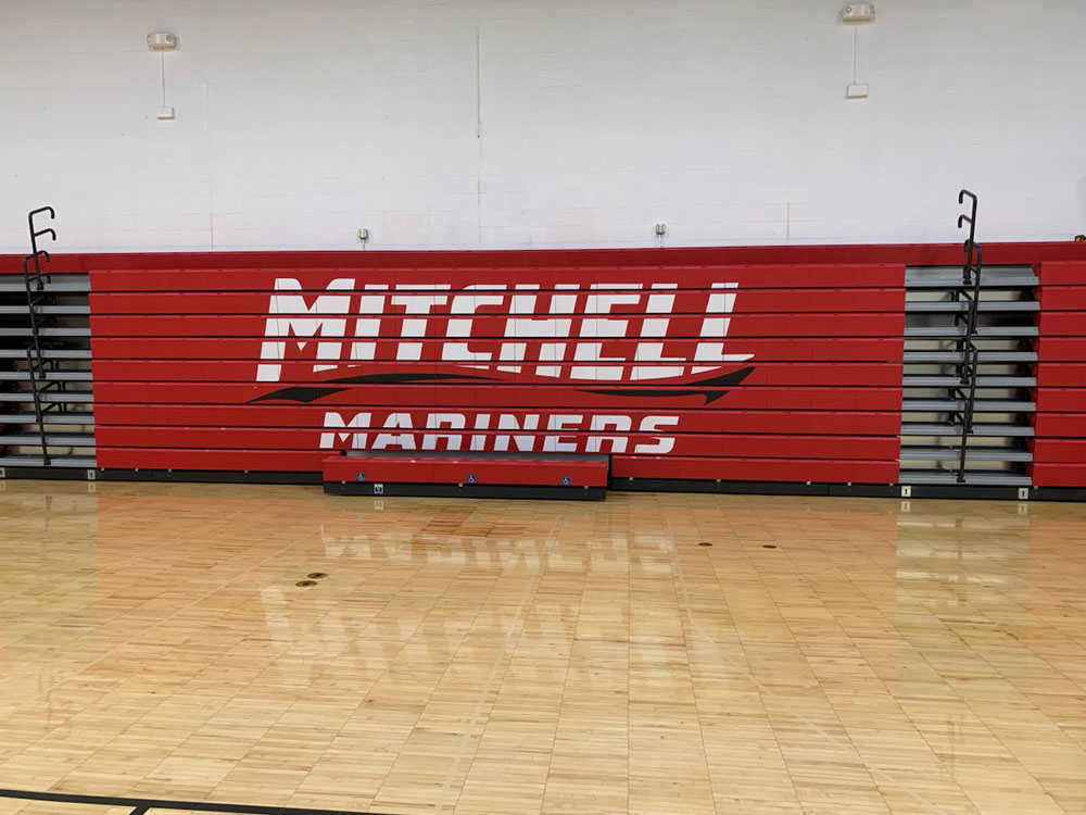 Custom Bleacher Logo Graphics for the Mitchell Mariners