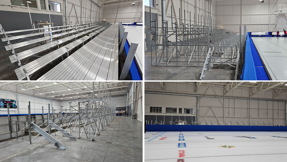 Bleacher Construction is Underway for the 2024 U-18 Curling Championships